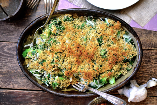 Baked Greens with a Crusty Crumb Topping - Ciao Chow Bambina