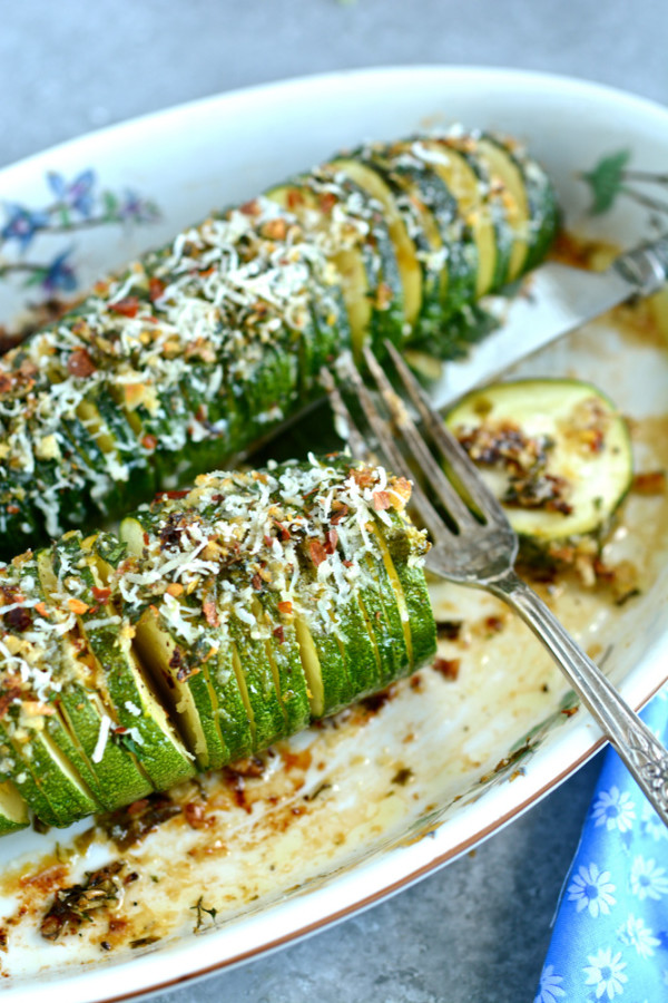 Hasselback Zucchini with Parmigiano Gremolata | Ciao Chow Bambina