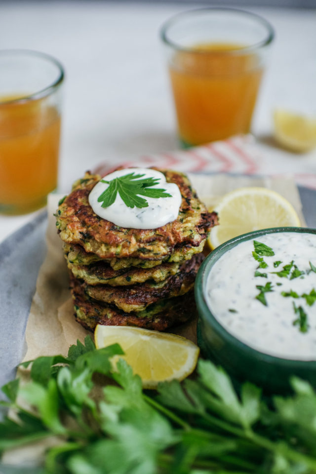 Mini Zucchini Fritters with Lemon-Caper Aioli | Ciao Chow Bambina