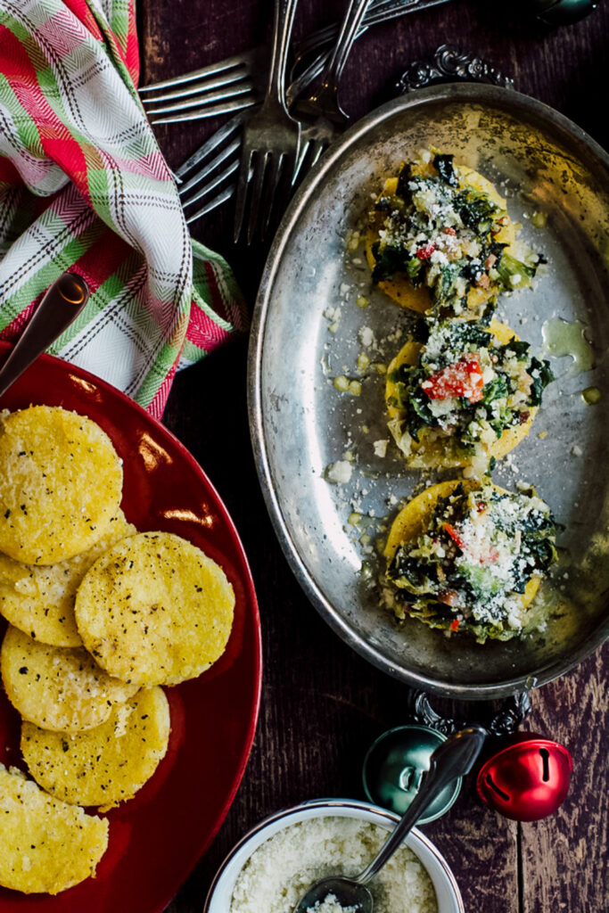 Italian-Style Fried Polenta with Greens & Pancetta | Ciao Chow Bambina