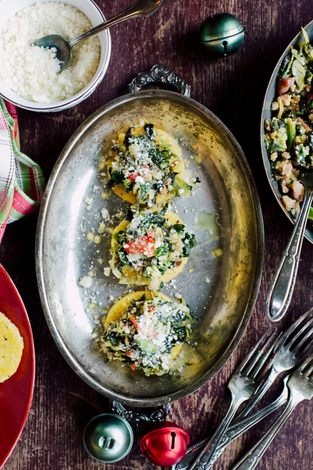 Italian-Style Fried Polenta with Greens & Pancetta | Ciao Chow Bambina