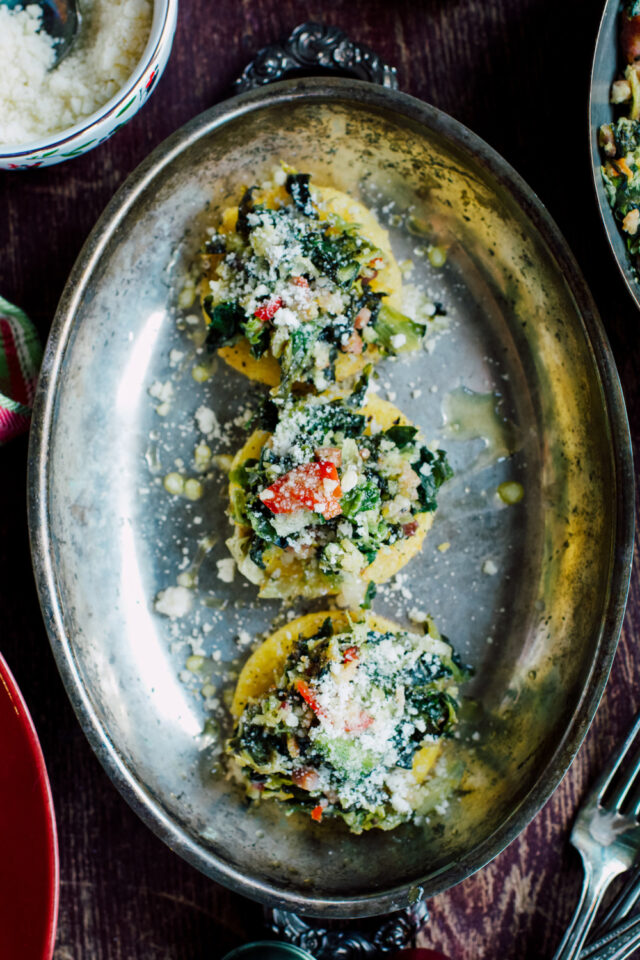 Italian-Style Fried Polenta with Greens & Pancetta | Ciao Chow Bambina