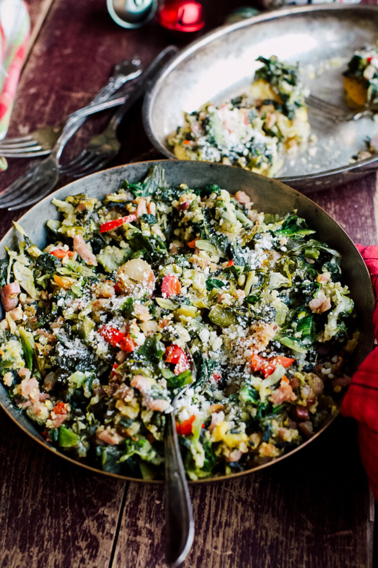 Italian-Style Fried Polenta with Greens & Pancetta | Ciao Chow Bambina